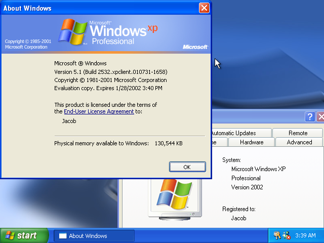 Windows XP 2502, 2504, 2505, 2509, 2517, 2520, 2525, 2526, 2531, 2532